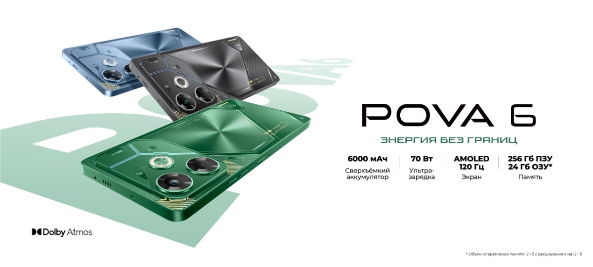 Купить смартфон Tecno Pova 6 12/256GB в цвете Interstellar Blue в ...